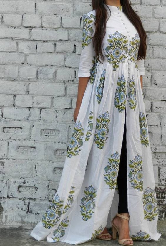 white kurti with front slit - Theunstitchd Women's Fashion Blog