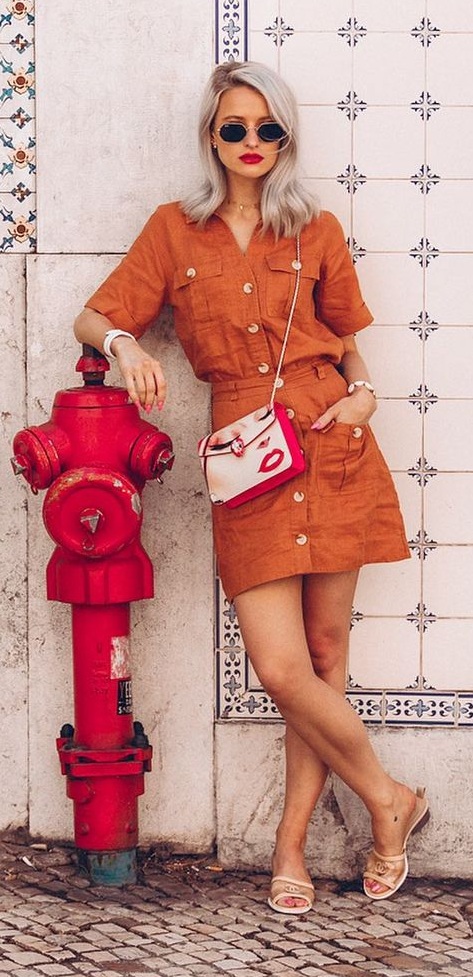 Bold Orange Skirt and Top Set for a Stylish Summer Evening ...