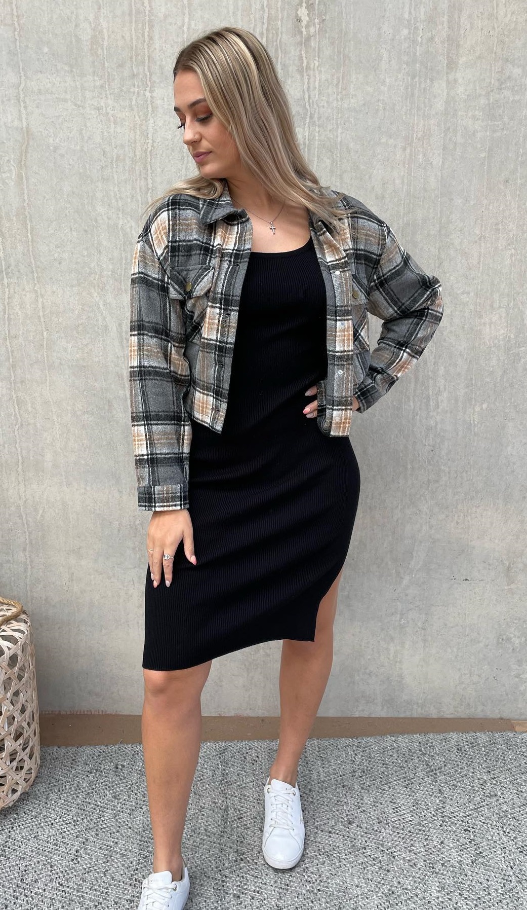 Crop Shacket + Midi black dress - Theunstitchd Women's Fashion Blog