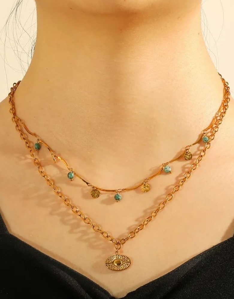 Double chain necklace - Theunstitchd Women's Fashion Blog
